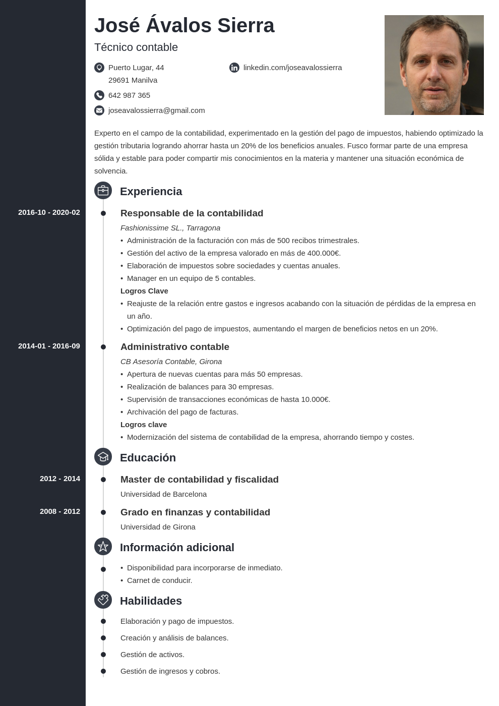 Modelo y Ejemplos de Currículum para Contable