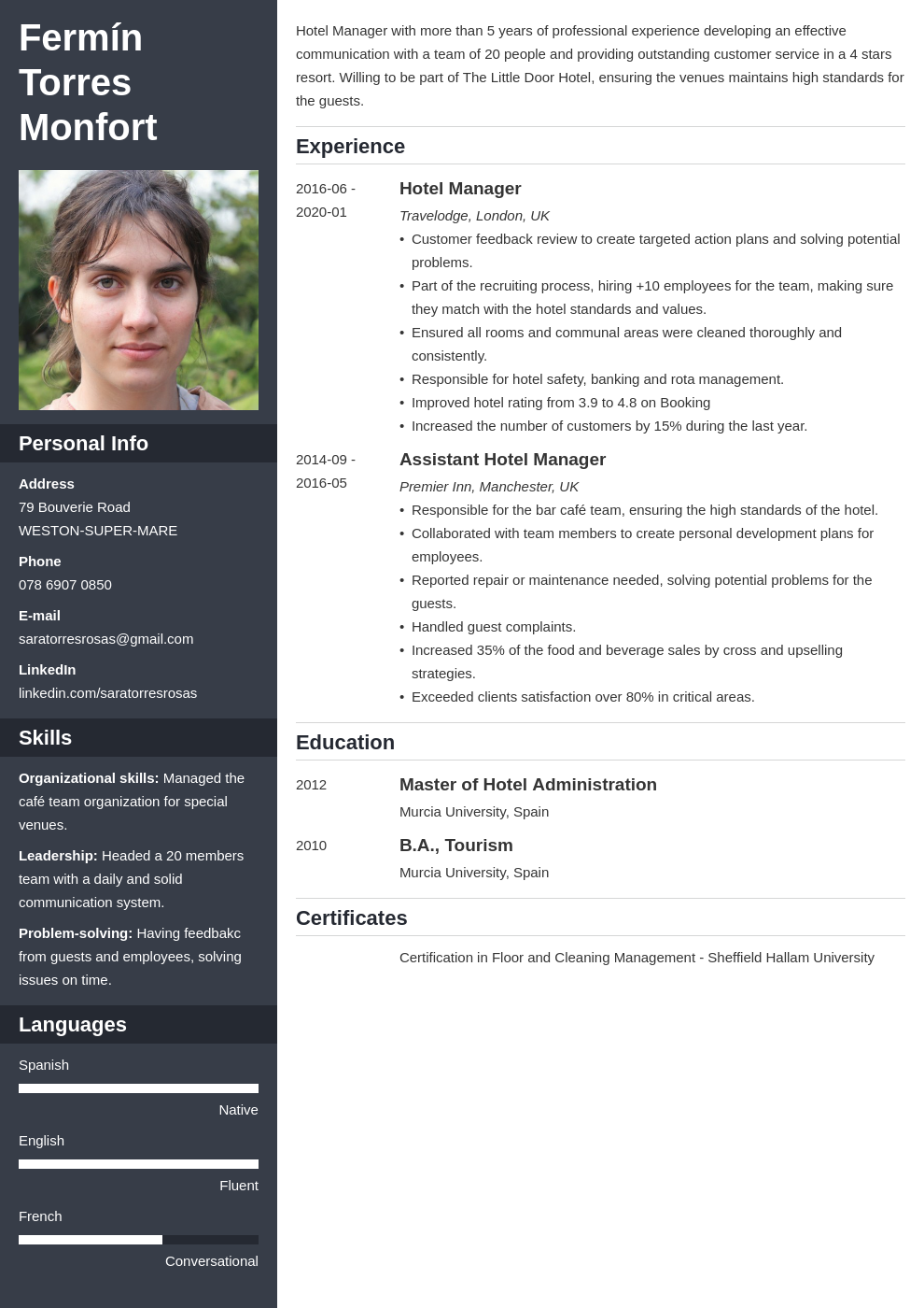 Ejemplo Curriculum Vitae Espa ol Template For U