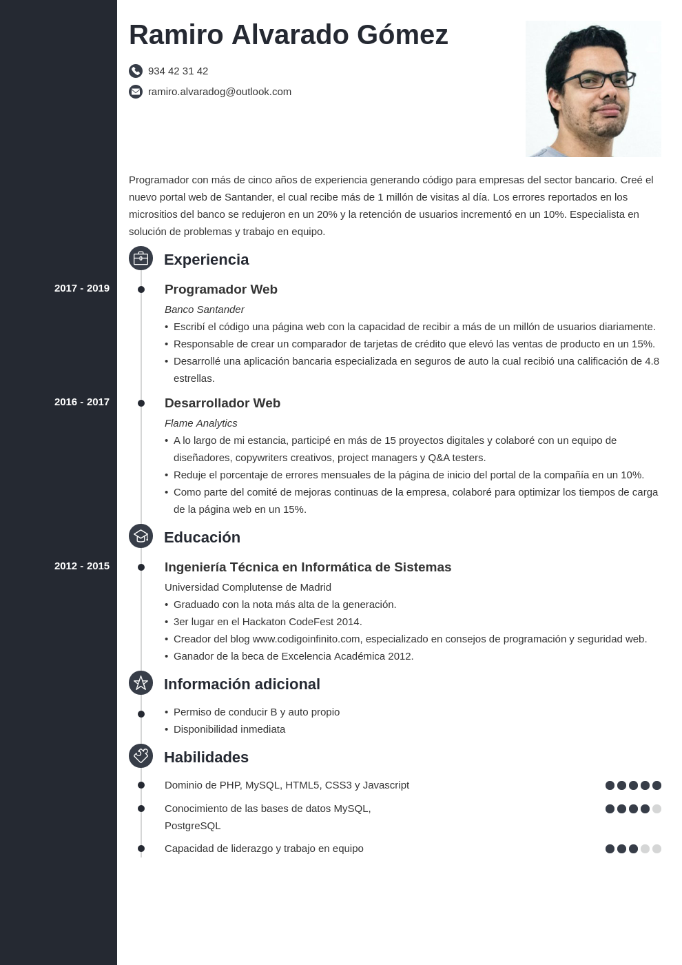 Ejemplos y Plantillas de Currículum para Programador