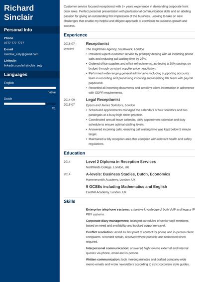 CV Language Skills with Proficiency Fluency Levels 